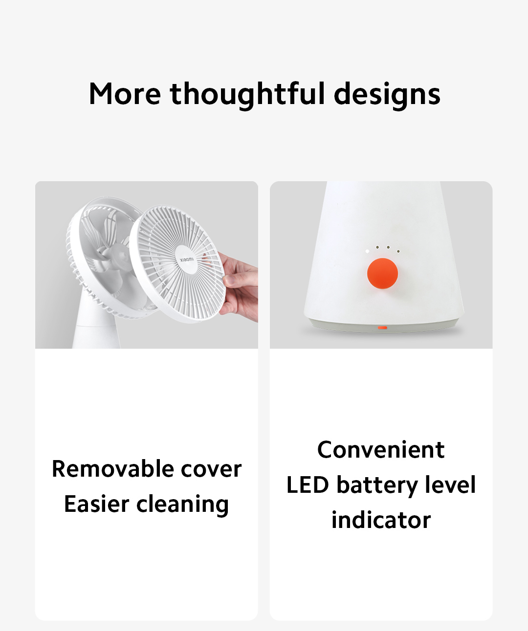 Xiaomi Rechargeable Mini Fan | hand-held+desktop fan/18.5h long ...