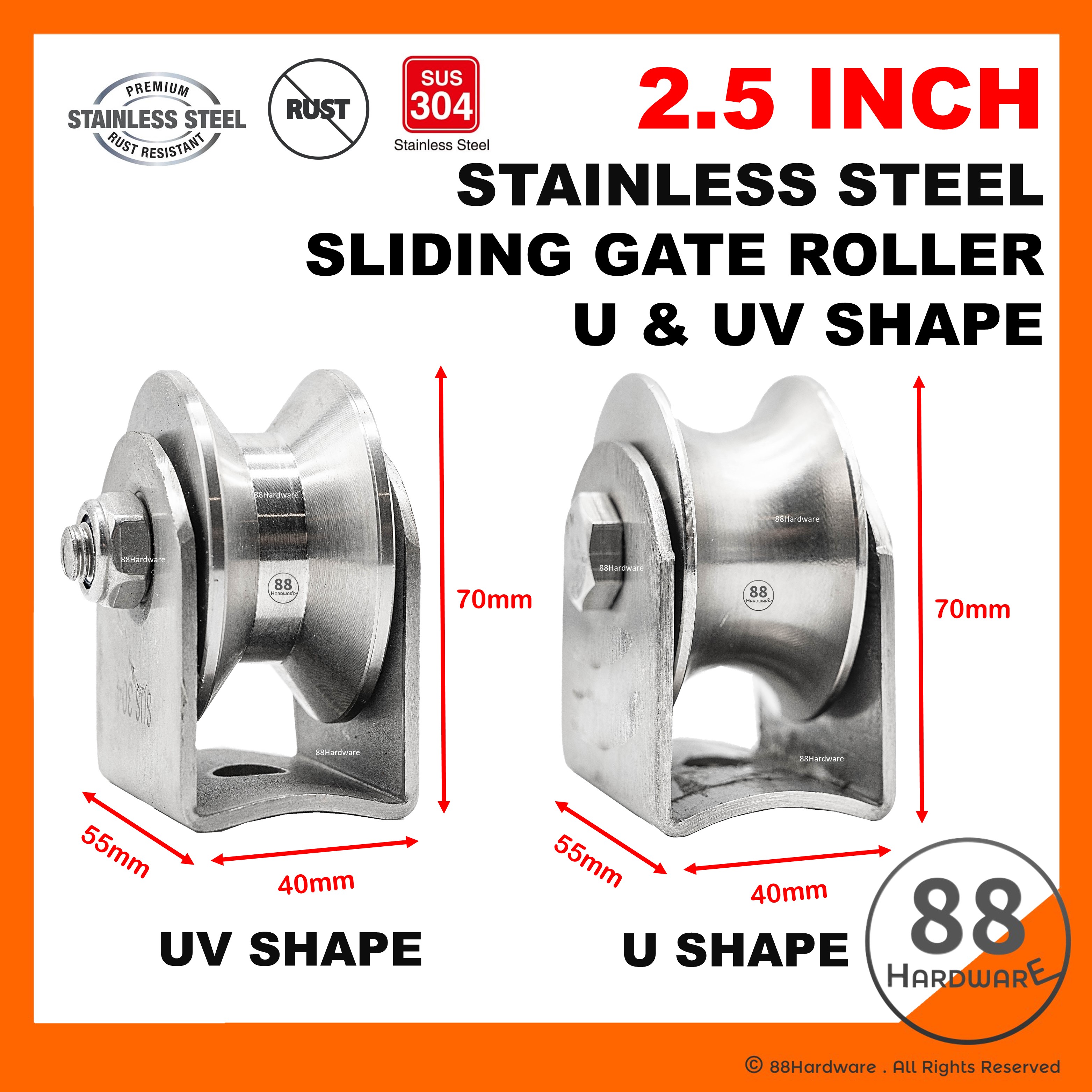 2.5" SUS304 STAINLESS STEEL Auto gate roller wheel / gate bearing ...
