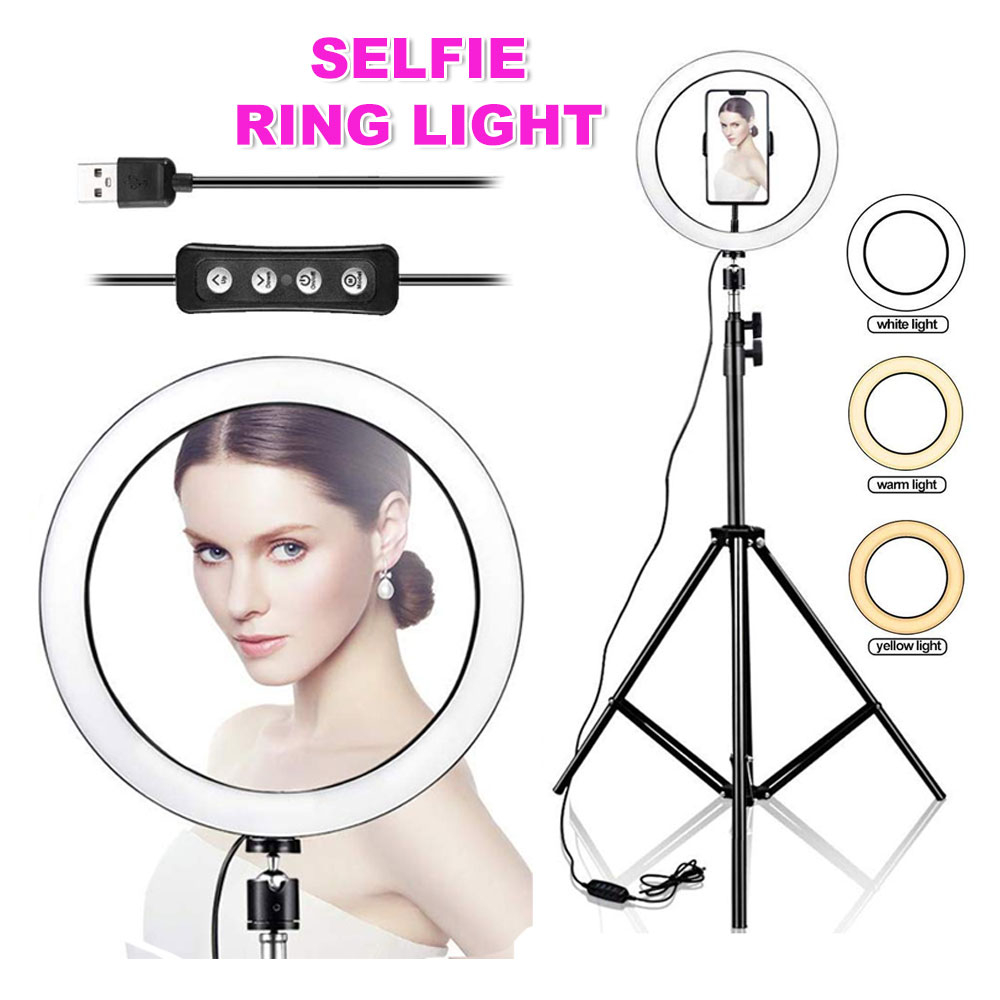 𝟯 𝗠𝗢𝗗𝗘𝗦 》16 21 26 30 36 CM LED Selfie Ring Lighting Beauty Lamp Phone ...