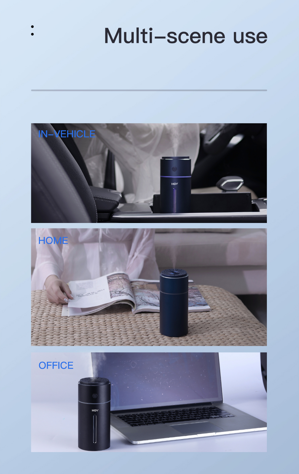 HGV Rechargeable Car Humidifier Wireless Diffuser Aluminum Alloy Air ...
