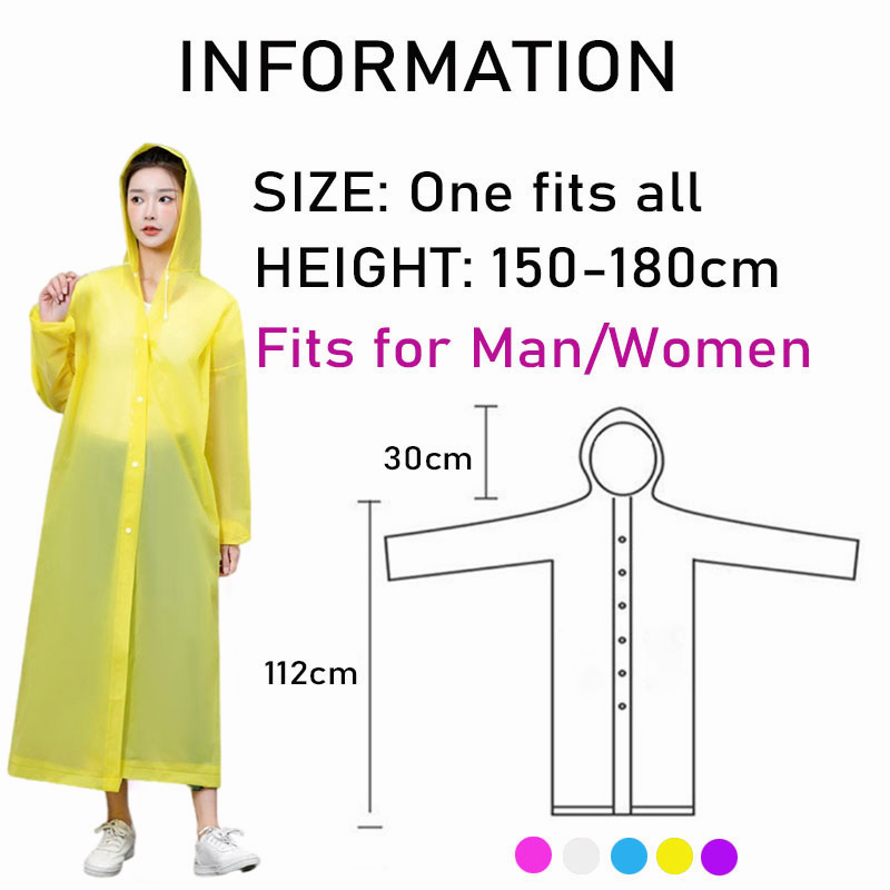 Women Men Thick Waterproof RainCoat Hoodie Poncho Rain Coat Outdoor ...
