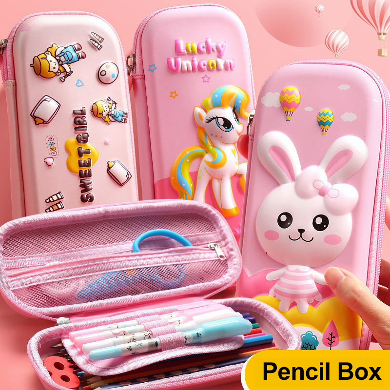 Pencil Box 3D Cartoon Unicorn Cute Pencil Case Kawaii School Stationery ...