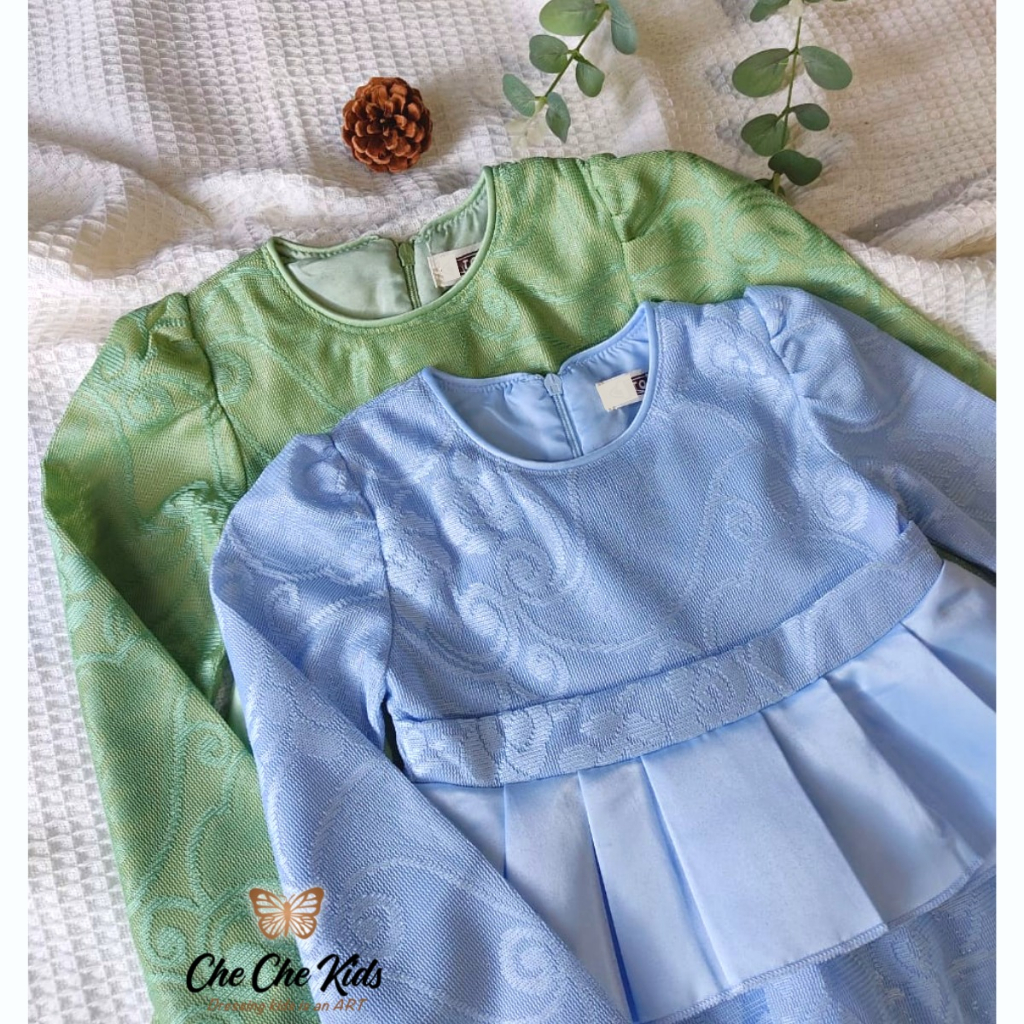 Baju Kurung Moden Budak Perempuan 2-12 Tahun Lace Peplum Baju Raya 2024 Baby Blue Sage Green ...
