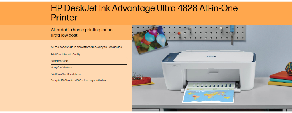 HP DeskJet Ink Advantage Ultra 4828 All-in-One Wireless Printer ...