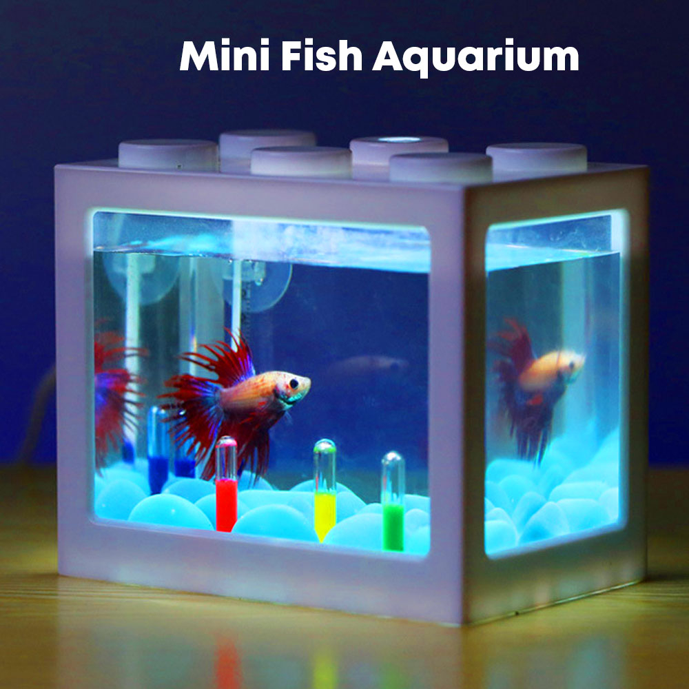 𝗕𝗨𝗜𝗟𝗗 𝗜𝗡 𝗟𝗘𝗗 》 Mini Lego Building Block Tank Betta Fish Aquarium For ...