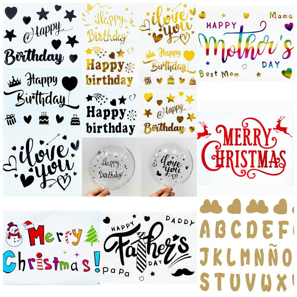 10 inch Happy Birthday BOBO Balloon Transparent Belon Sticker Birthday ...