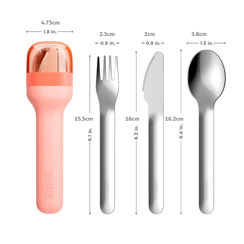 Zoku Premium Stainless Steel Pocket Utensil Set Spoon Fork Knife Kids ...