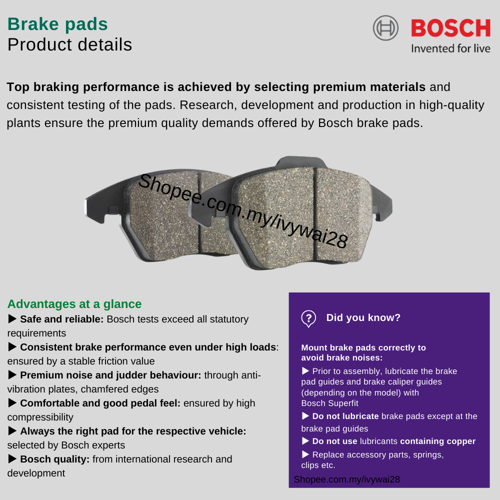 BOSCH Front Brake Pad Civic FD FB Accord SDA TAO Stream RSZ RN6 RN5 RN3 ...