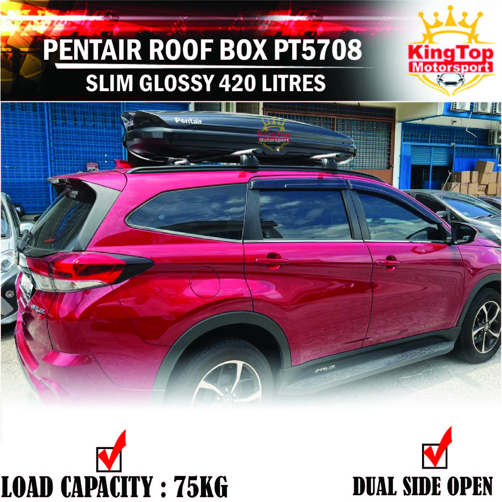 Pentair Roofbox PT5708 Slim Glossy Roof box With Roof Rack XL SIZE 420L ...