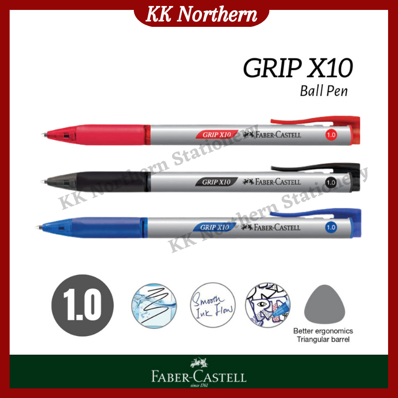 Faber-Castell Grip X Retractable Ball Pen X5/X7/X10 Pen Merah Biru ...