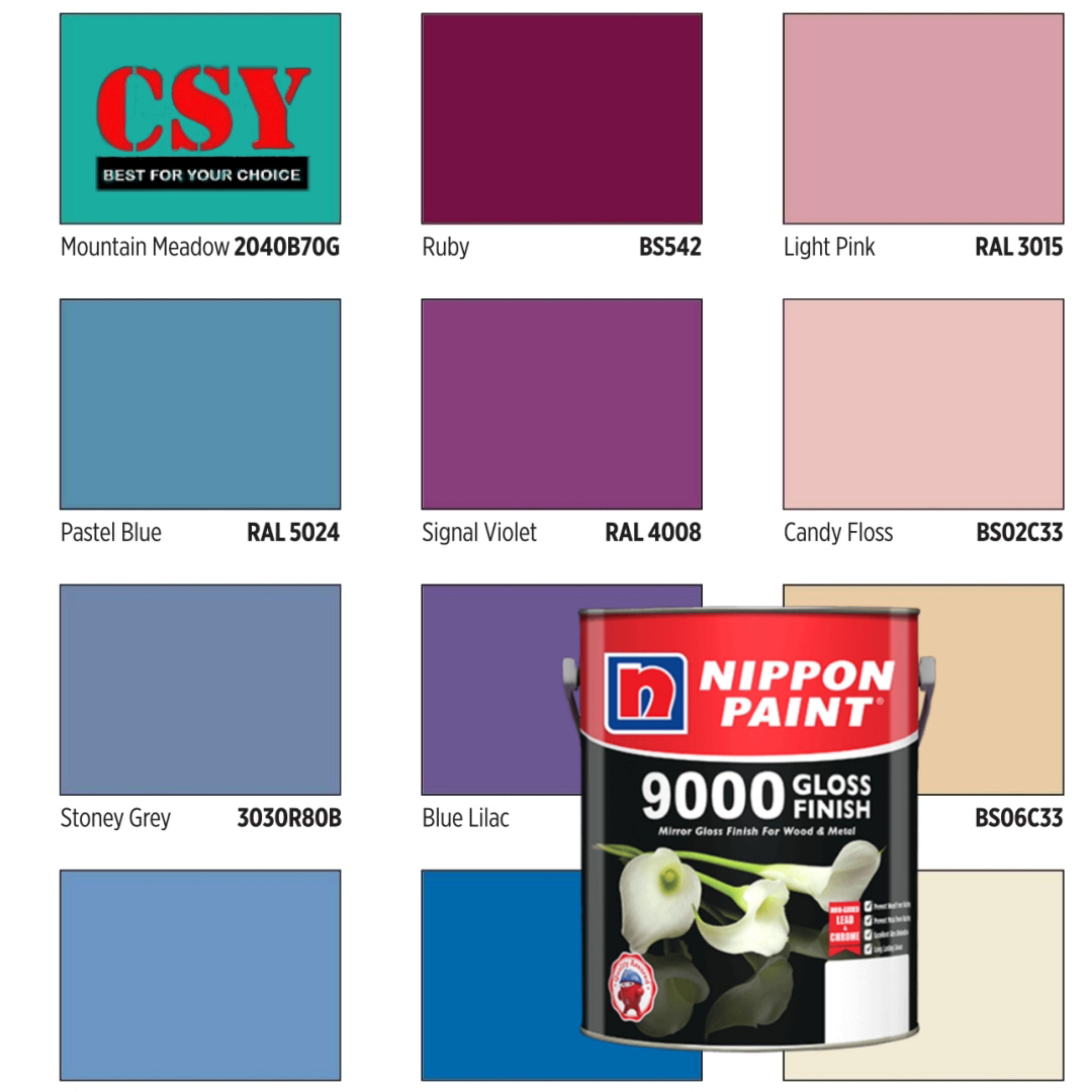 NIPPON PAINT 9000 Gloss Finish 5 Liter / Cat Kayu Dan Besi kilat Tahan ...