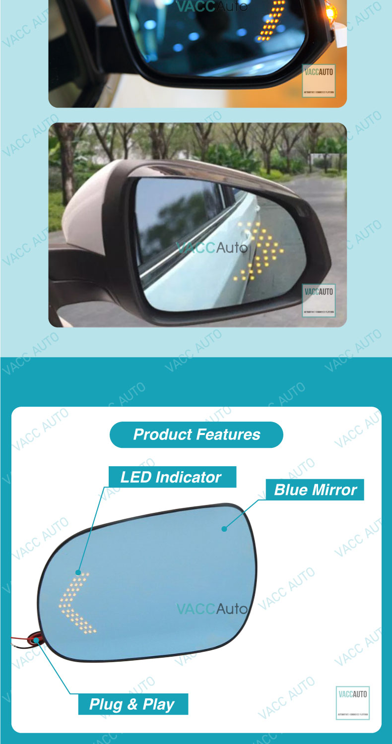 Toyota Estima Blue Mirror With LED Signal Lamp Wide Angle Sight Rear ...
