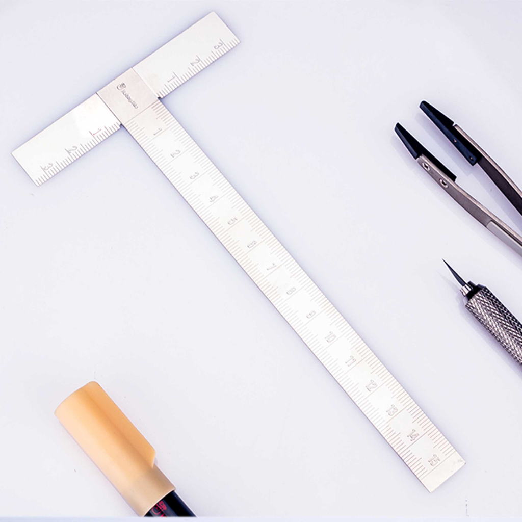 (HobbyMio) T Square Ruler - Stainless Steel Angle Shaped Pembaris ...