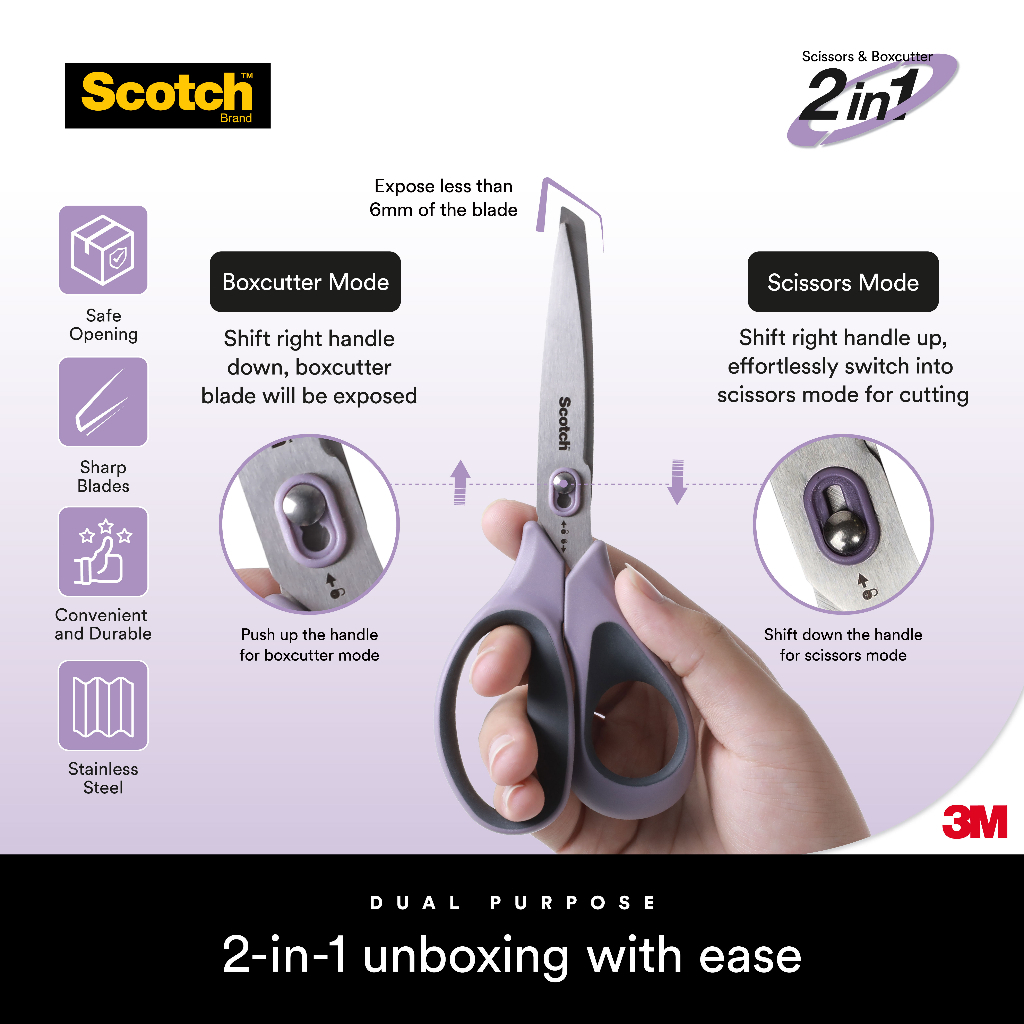 3M Scotch Non-Stick / Stainless Steel 2 in 1 Unboxing Scissors (7-inch ...