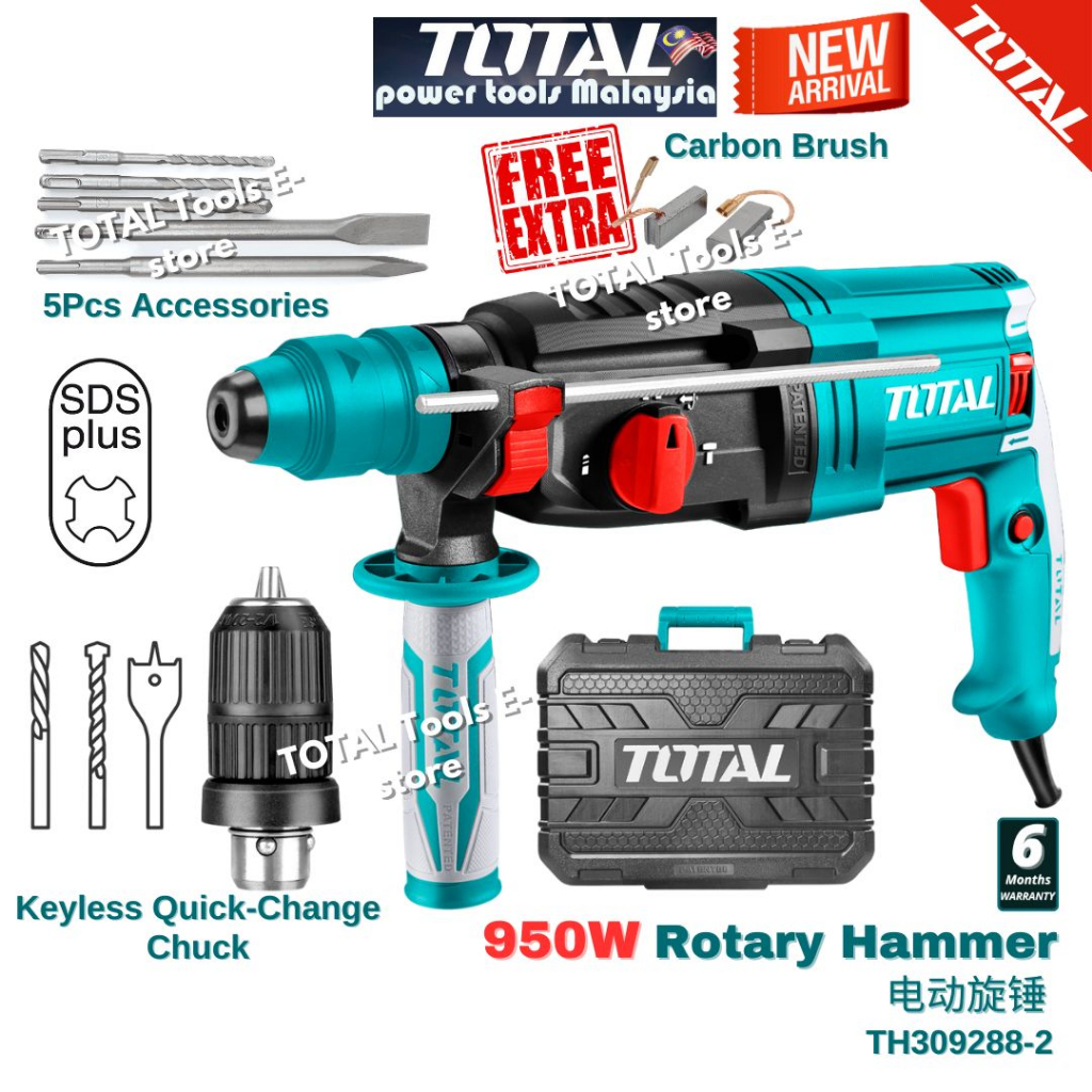 TOTAL NEW MODEL 950W Rotary Hammer SDS plus quick-change chuck ( 2 ...