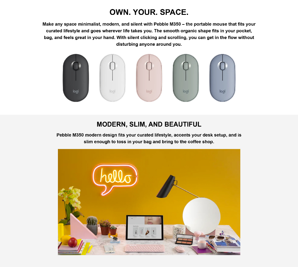 LOGITECH M350 Wireless Mouse with Dual Connectivity, Silent ...