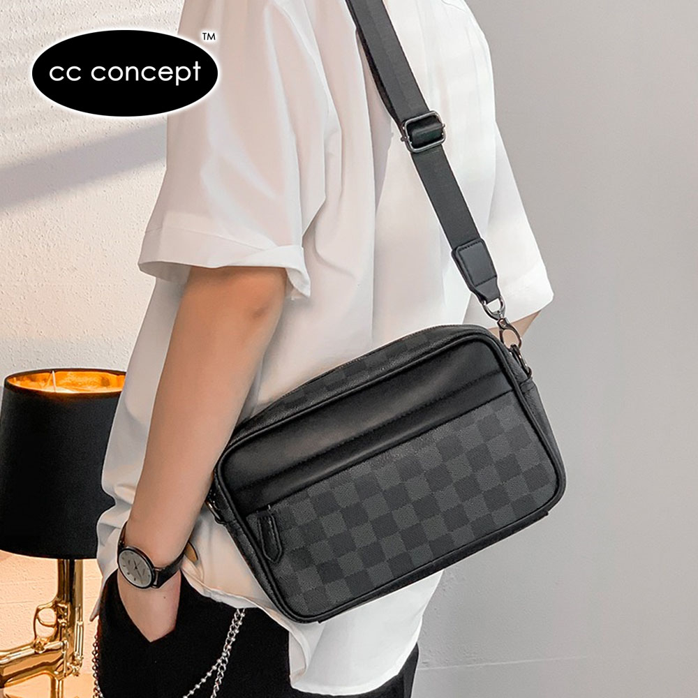 CC CONCEPT Waterproof Man Men Sling Bag PU Messenger Bag Crossbody Bag ...