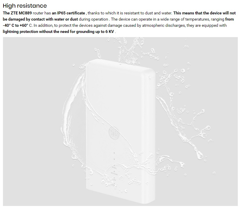 ZTE MC889 5G OUTDOOR CPE Router (5G 2.7Gbps 1LAN 0WIFI) Snapdragon™ X62 ...