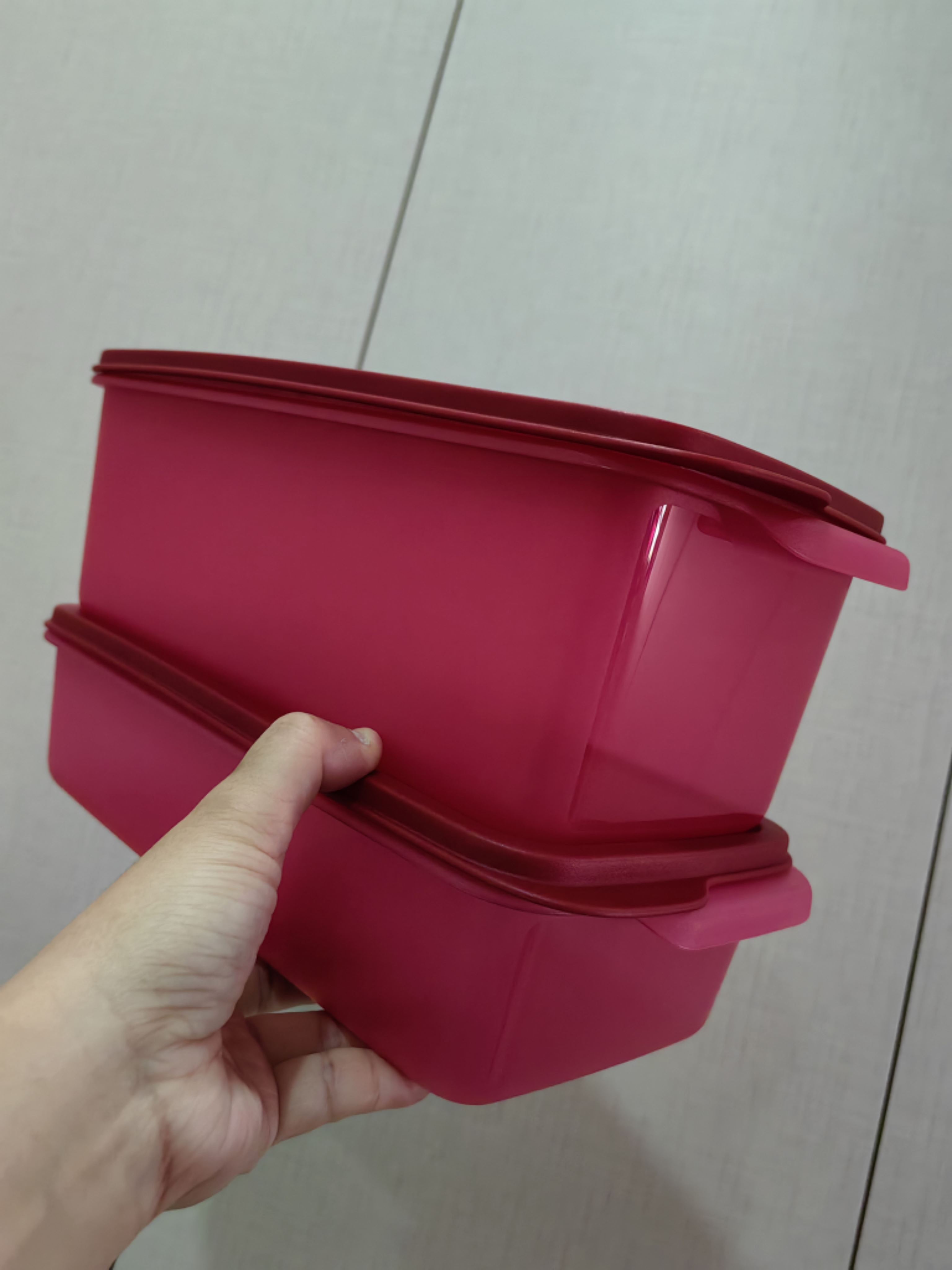 Tupperware Cool Stacker 2.2L OR 1.3L Red Cool Stacker Long Shape Food ...