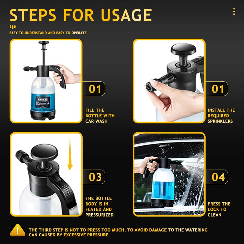 2000ML Car Wash Spray Bottle Spray Gun Manual Air Pressure Water Jet ...