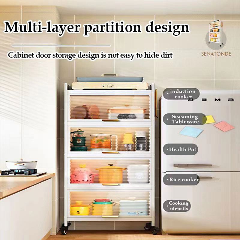 Kitchen Storage Cabinet Multi-layer Carbon Steel Organizer Rack Grey ...