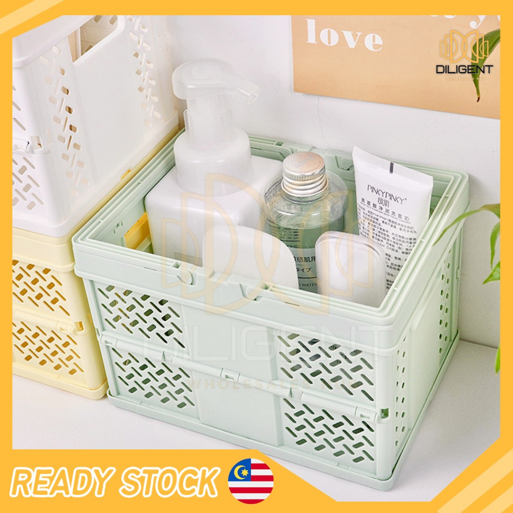 【D264 READY STOCK】Portable Storage Basket Folding Storage Box ...