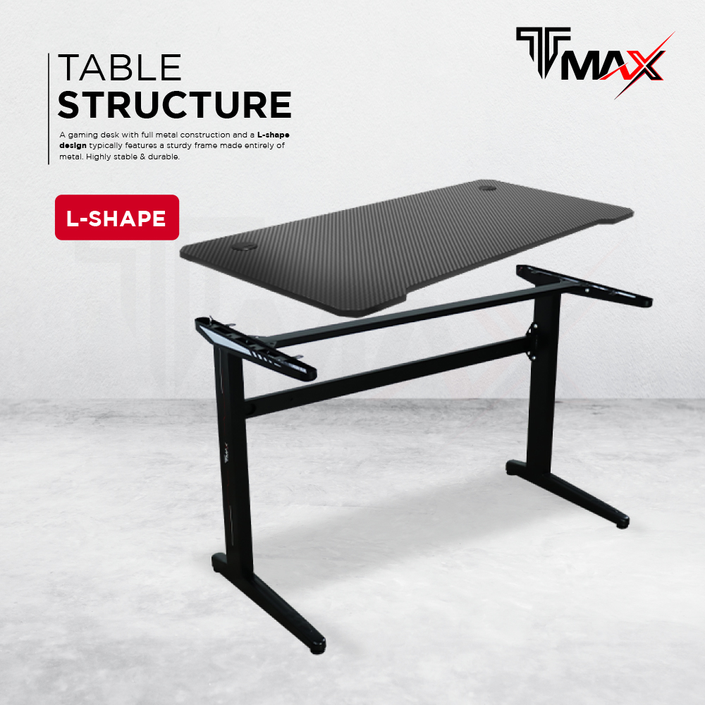 TMAX L120/140cm L-shaped Gaming Table Gaming Desk With RGB Lighting ...