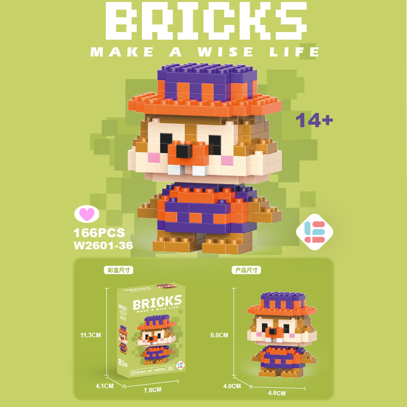 3D Mini Building Block Cute Character Model Nano Block Cartoon block ...