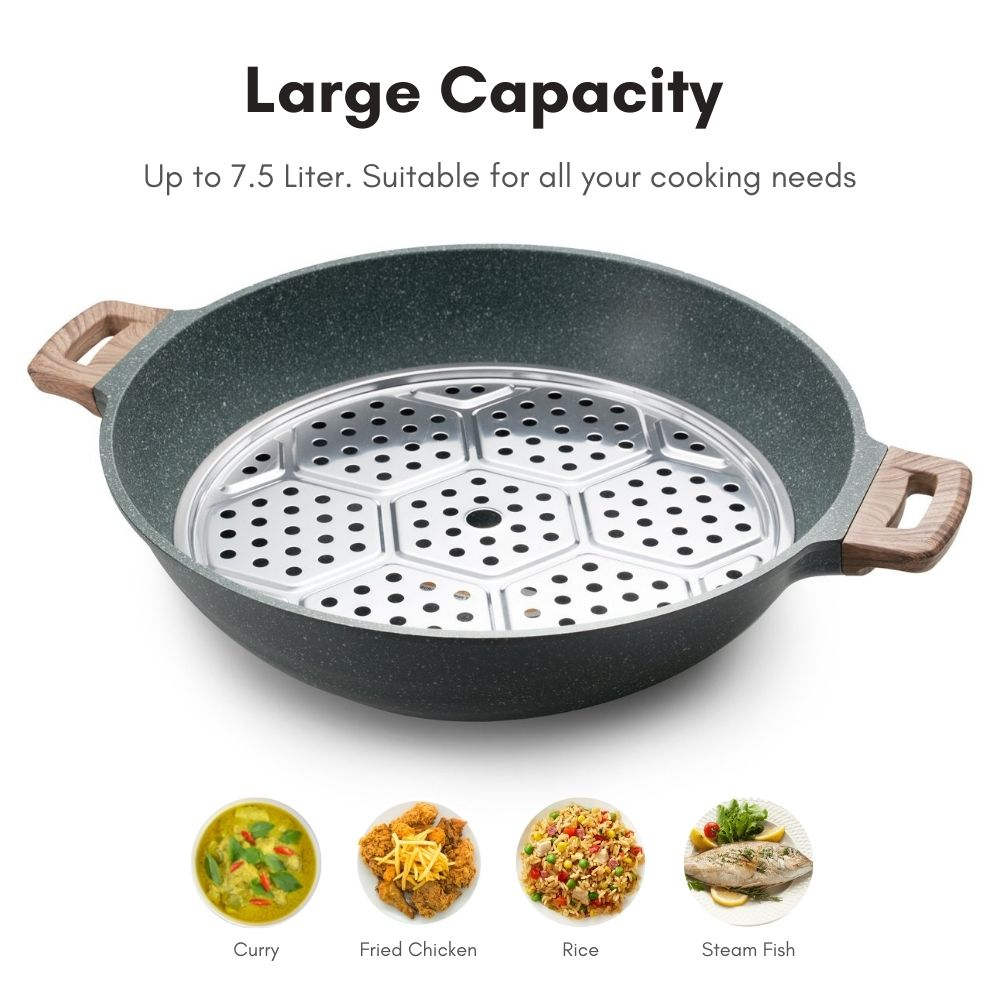 iGOZO Amazonas Non Stick Granite 36cm Wok [Free Items Frying Pan 24cm ...