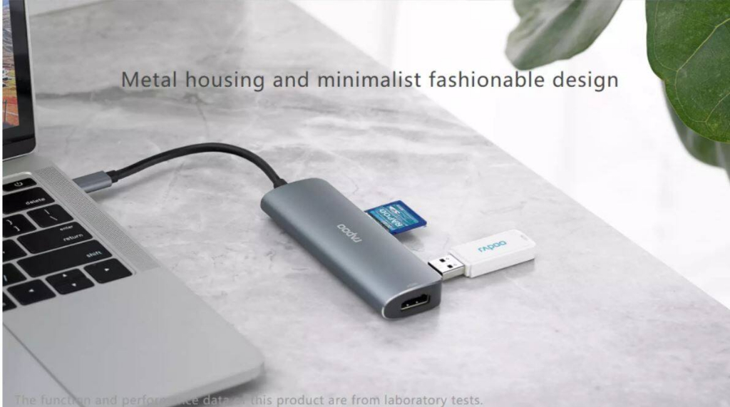 Rapoo XD120 USB-C Multi Function Adapter USB Hub (6 in 1) Grey / Video ...