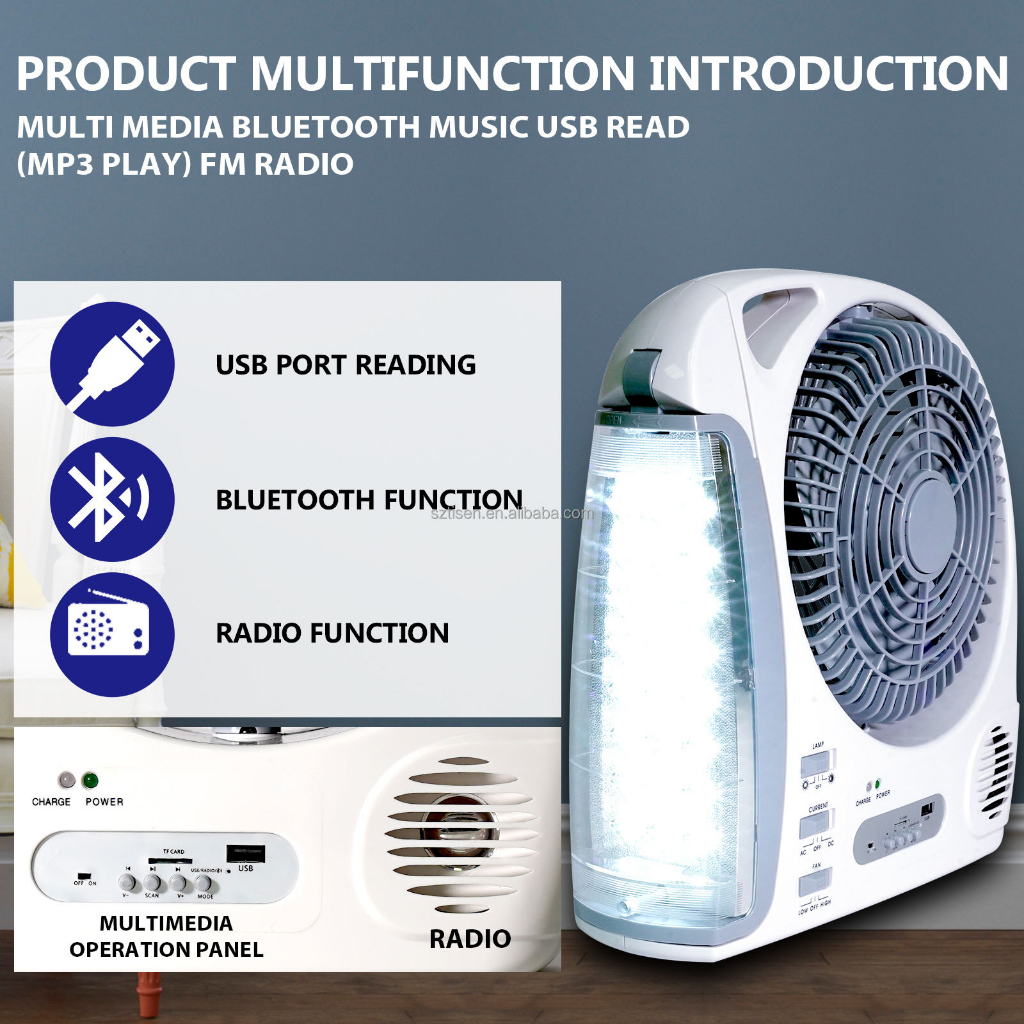 Kipas Solar Fan With Bluetooth Air Conditioner Cooling Fan With 5 ...