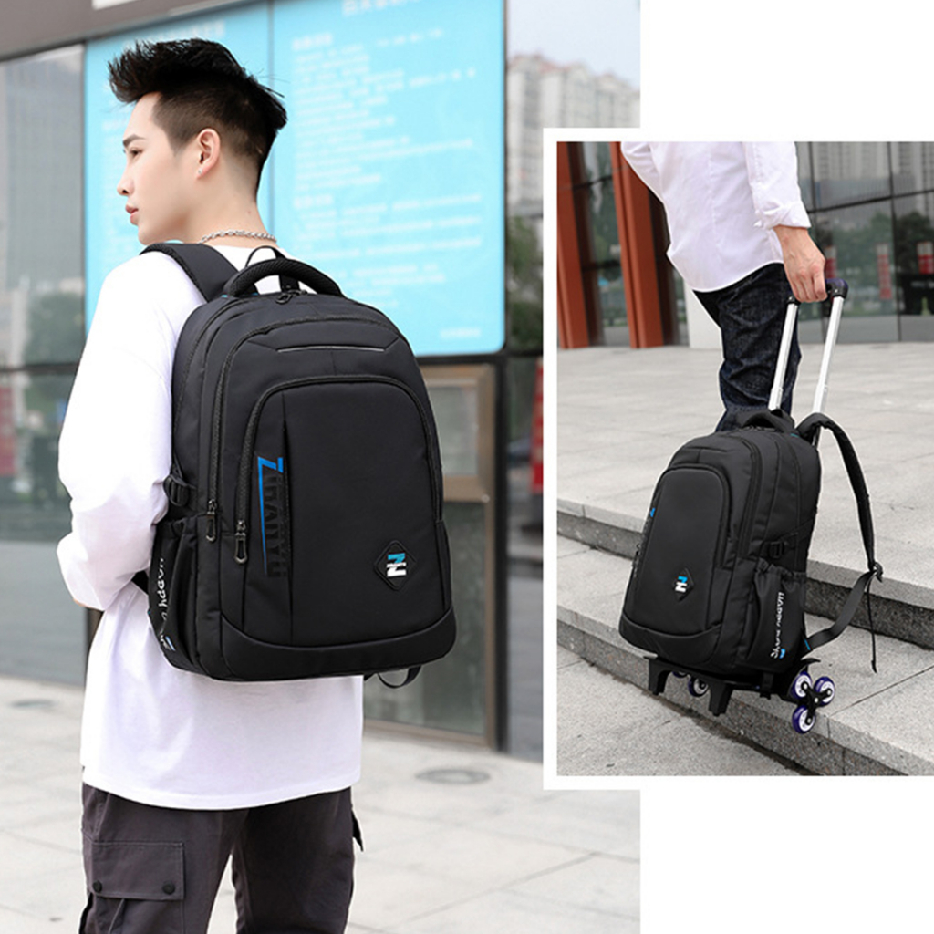 拉桿書包Trolley School Bag 2 or 6 Wheel Beg pull rod Travel backpack Male ...