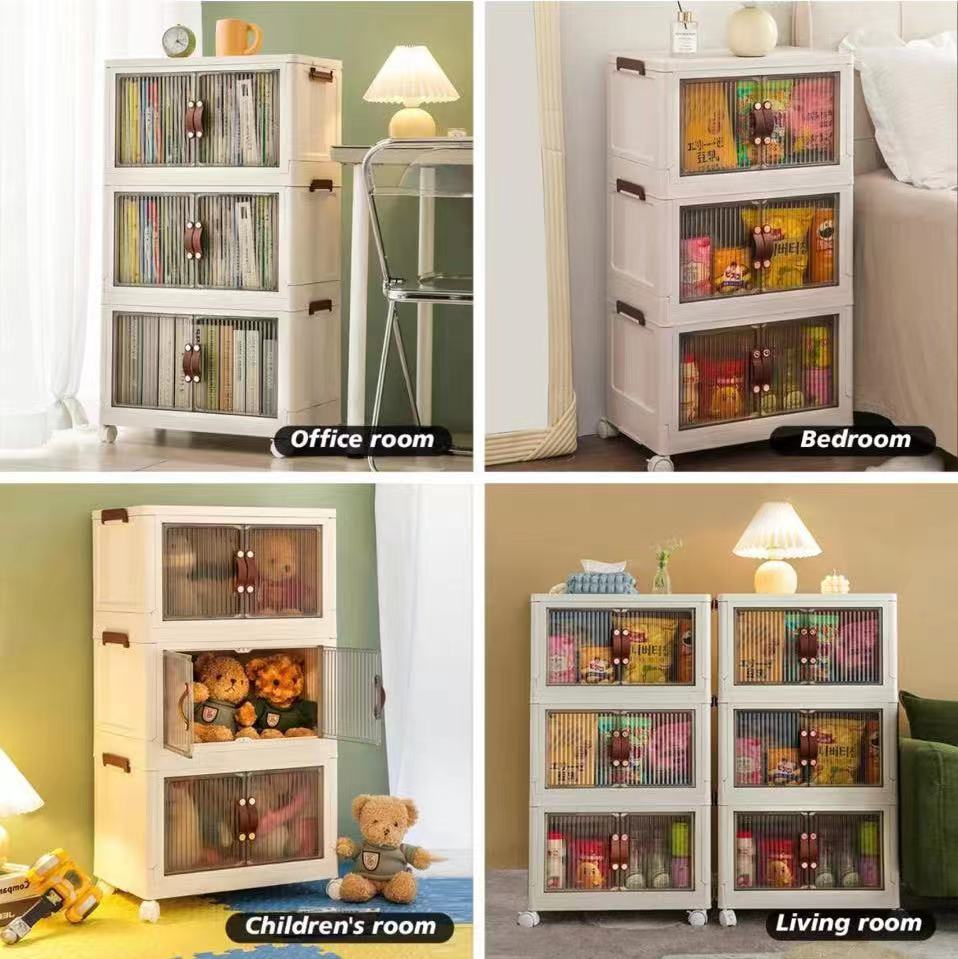 MURAH Folding Stackable Organizer storage box Rak DIY twin door Kotak ...