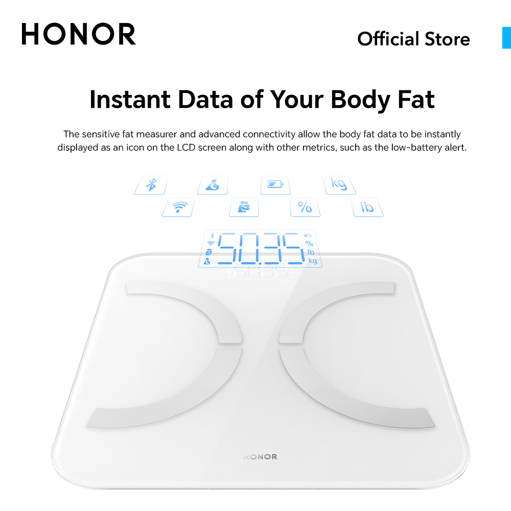 HONOR Scale 3 5502AAQB - (18 Body Health Indicators/Wi-Fi & Bluetooth ...
