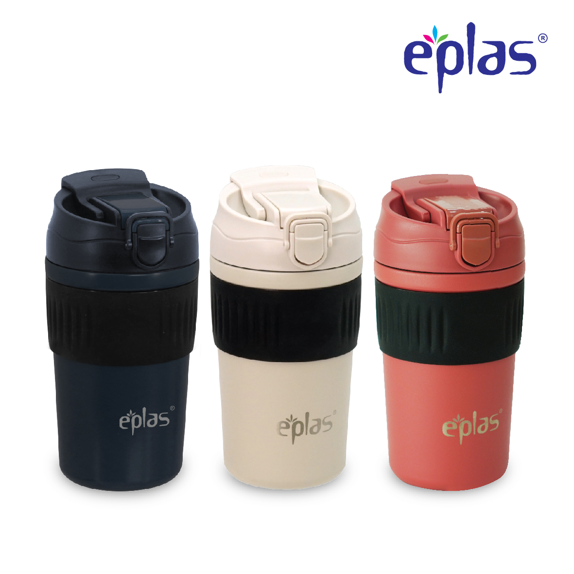 EPLAS THERMAL 450ml Dual Use Lid Vacuum Cup W/Flip Silicone Straw,Non ...