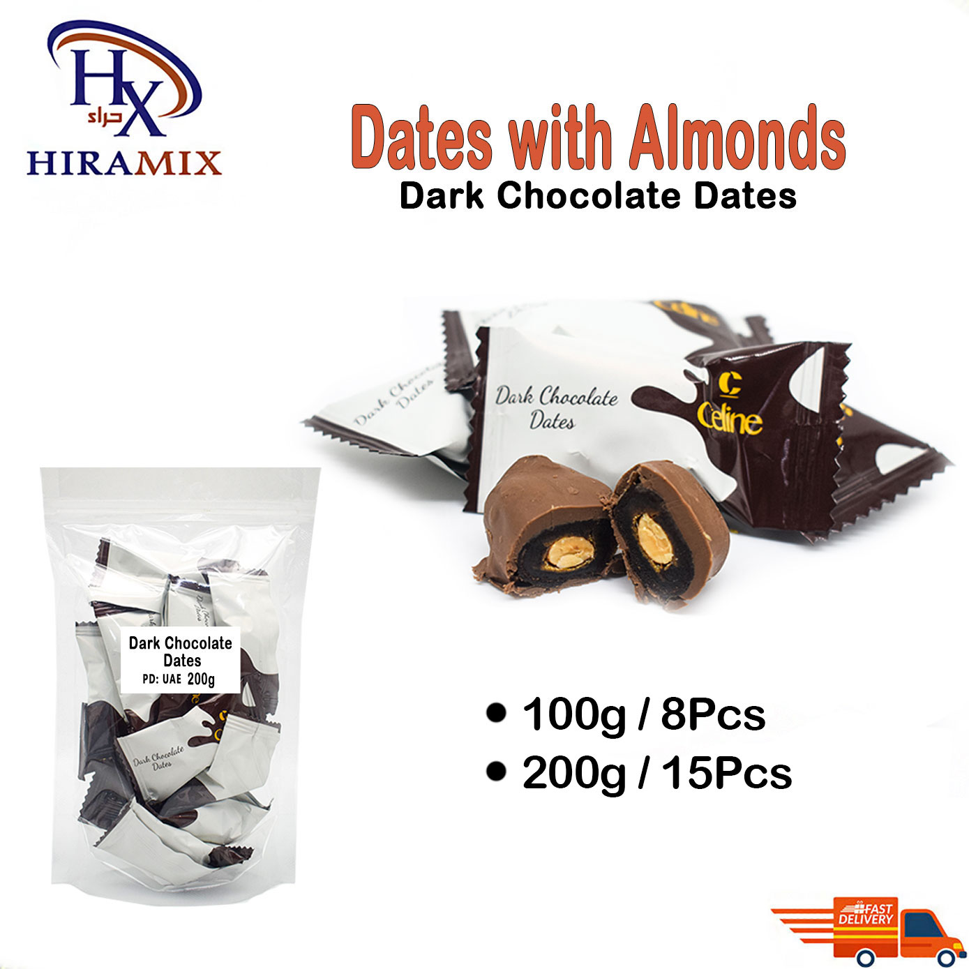 Kurma Badam Coklat | Almond Chocolate Dates | Kurma Almond | White ...