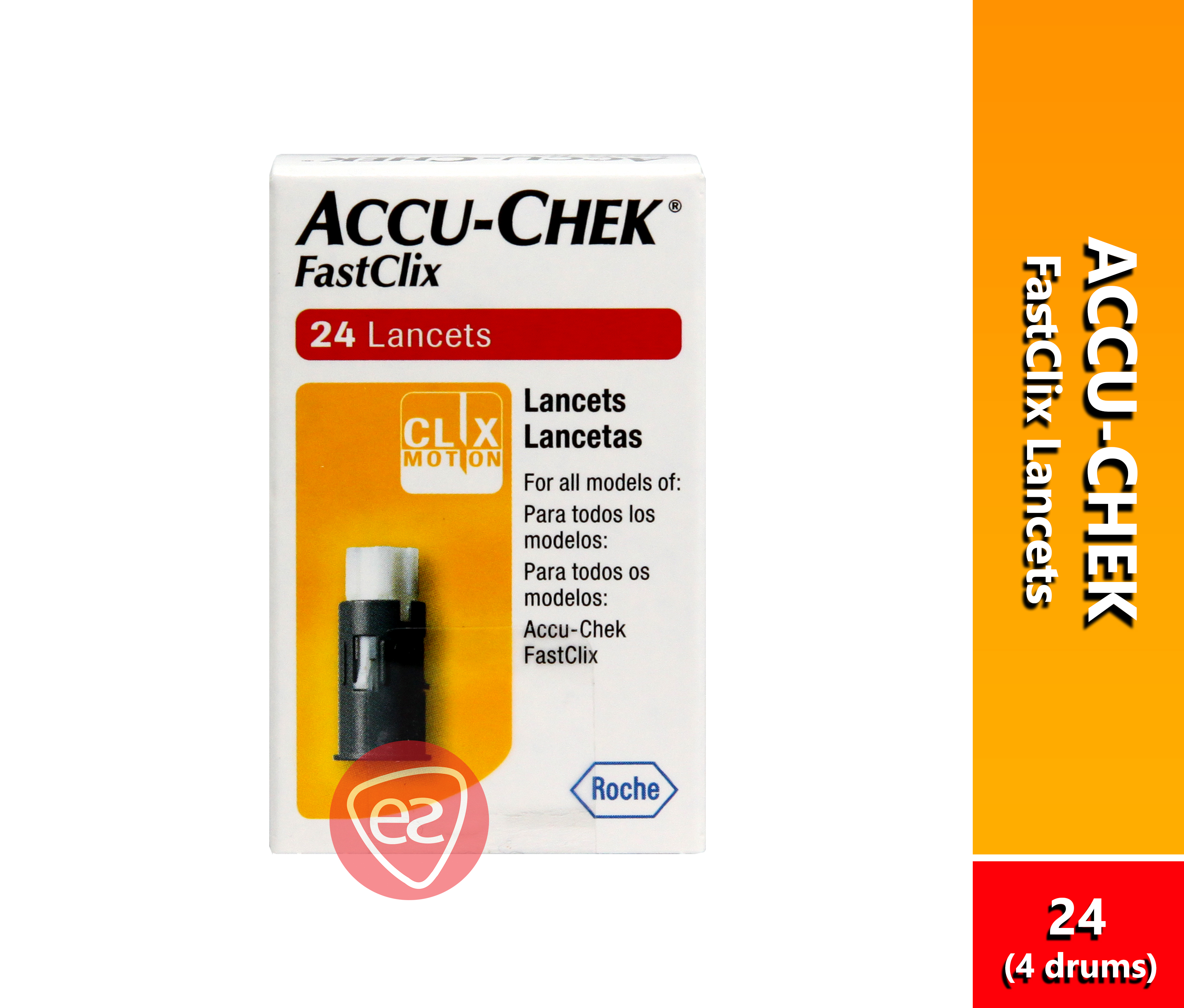 Accu-Chek Fastclix Kit (1 Lancing Device + 6 Lancets) / Fastclix 100+2 Lancets (17 Drums) / 24 ...
