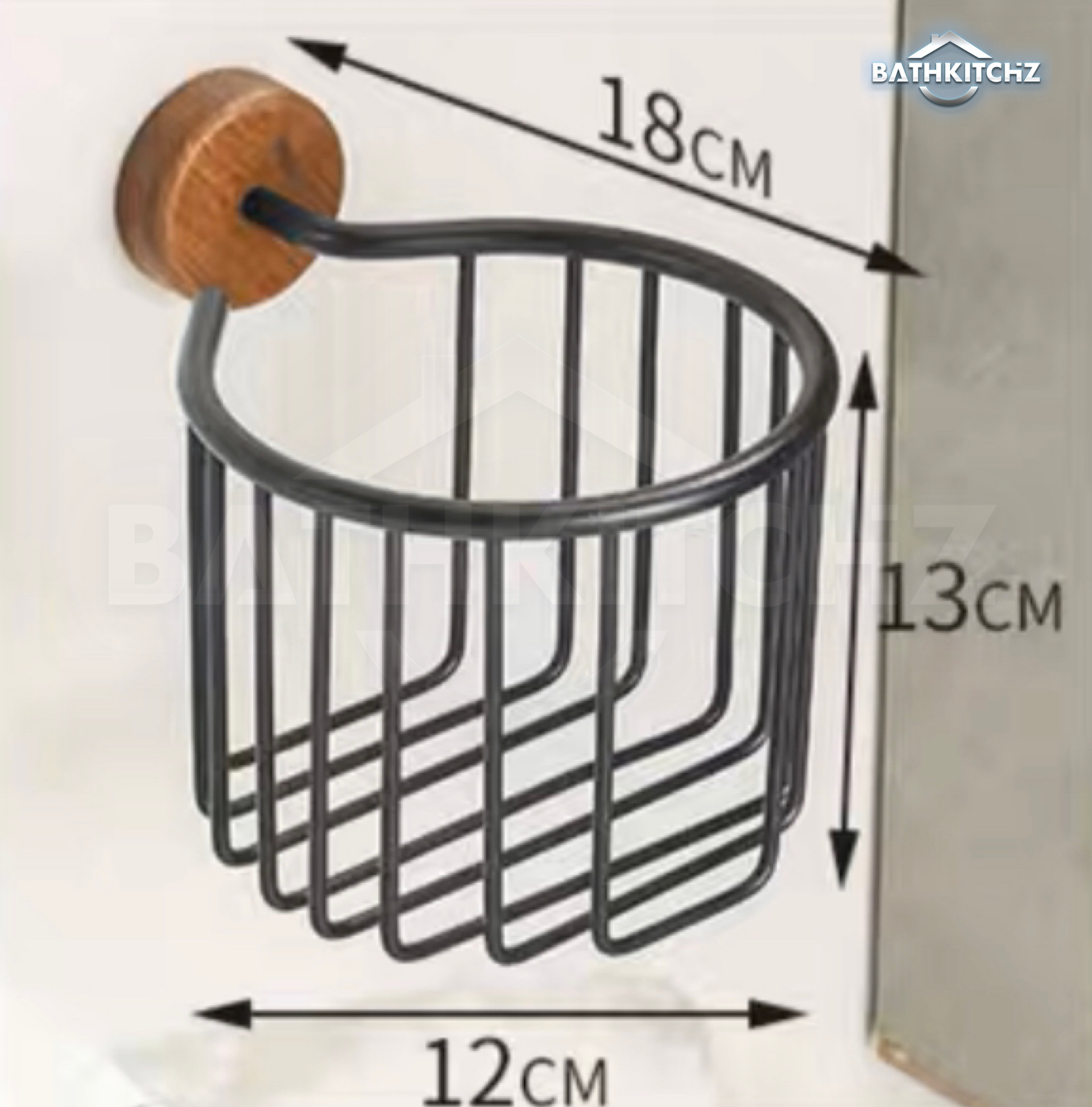 BATHKITCHZ Wooden Toilet Paper Holder Punch Free Wood Tissue Rack ...