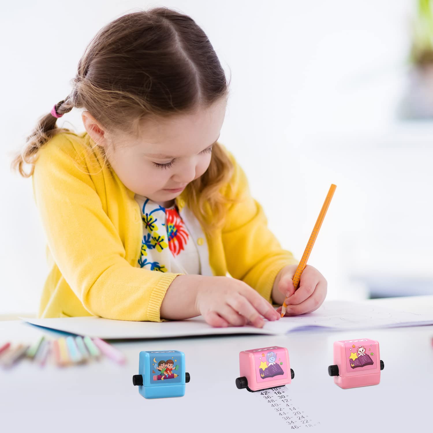 School Mathematic Number Stamp Rolling Chop Homework Exercise Primary ...