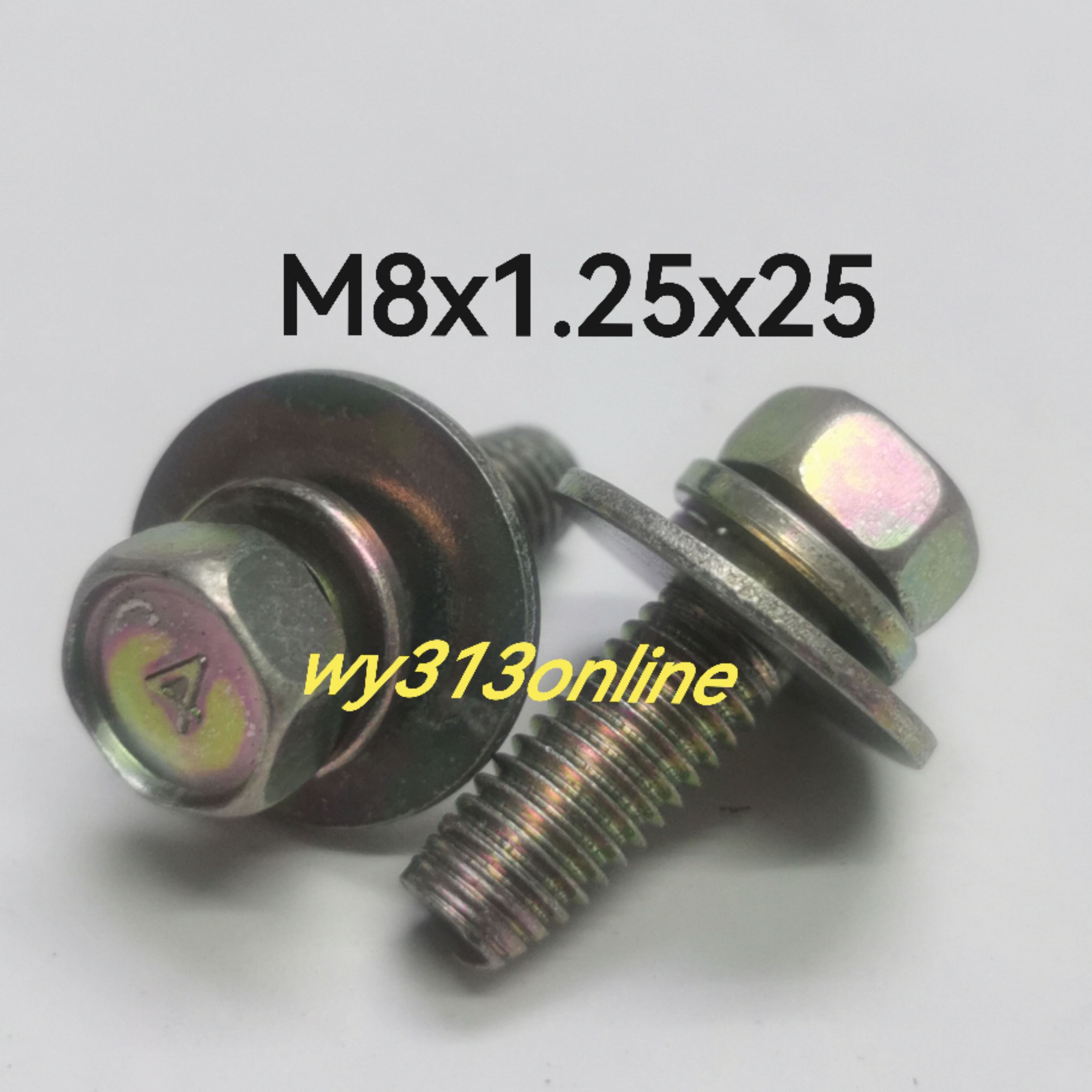 (1pc) Half Hard Stainless Steel M8x1.25x25 (4) Spanar 12 Hex Bolt with Double Washer | Shopee ...
