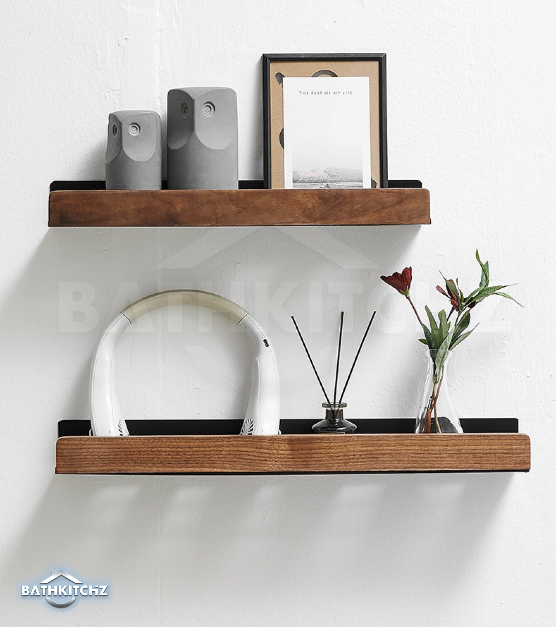 BATHKITCHZ Wooden Bathroom Shelving Shower Room Shelf Shampoo Rack ...