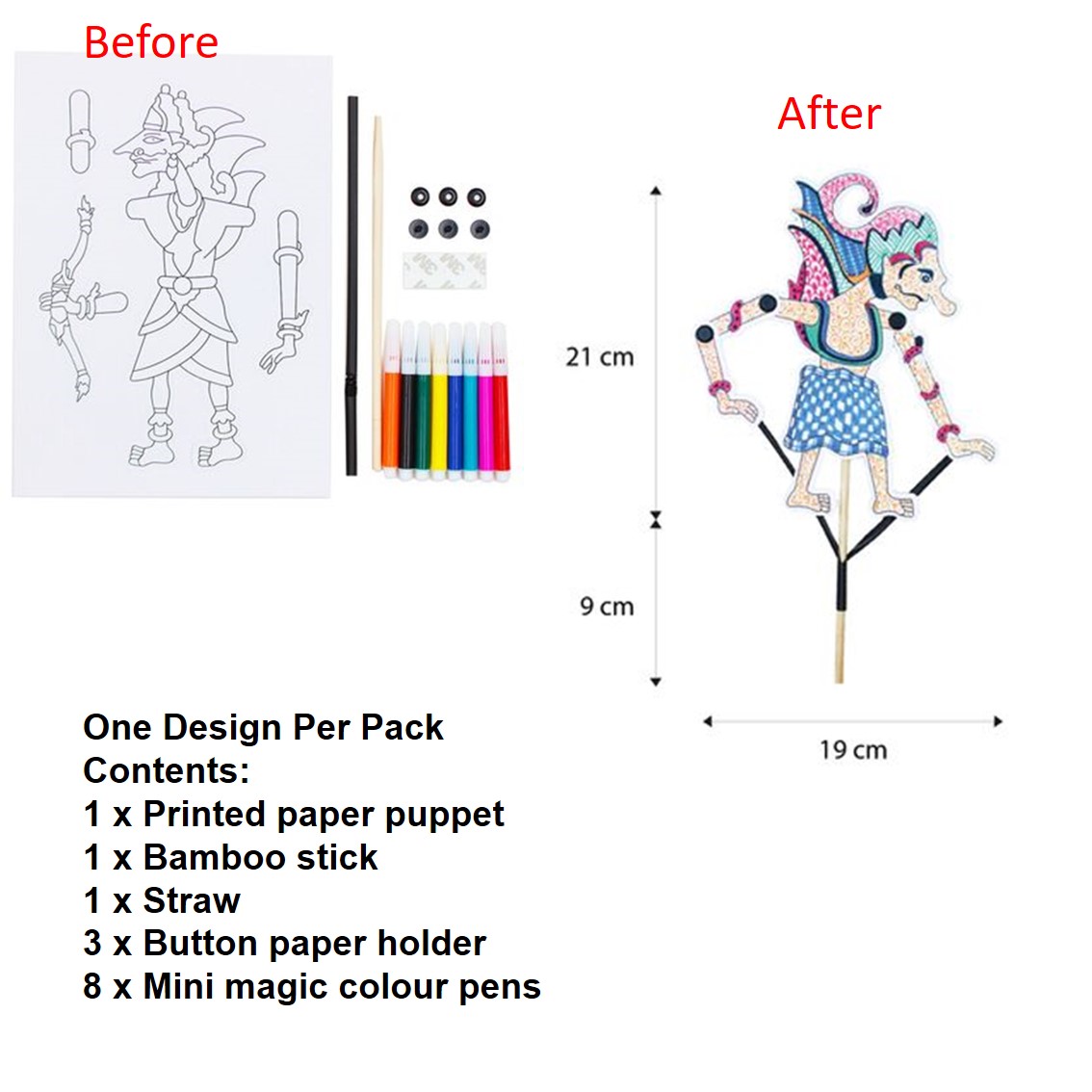 730Baby DIY Wayang Kulit Puppet Art Craft Kit Complete with marker pens ...