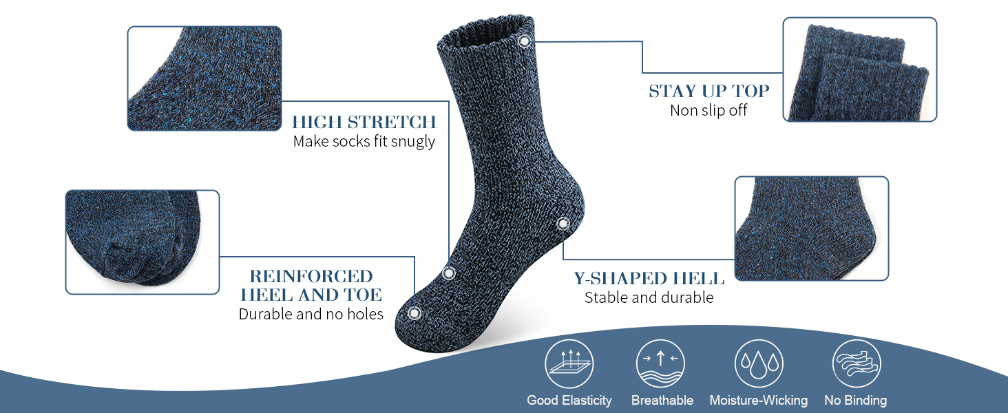 [MALAYSIA STOCK] Men Women Wool Socks Thick Warm Winter Vintage Knit ...