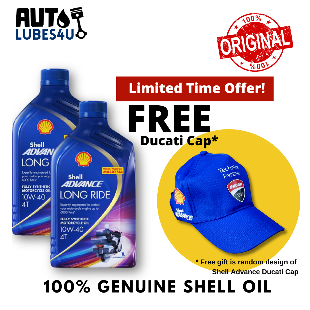 [2 Bottles] Shell Advance Long Ride 10W40 1L Fully Synthetic (FOC 1 ...