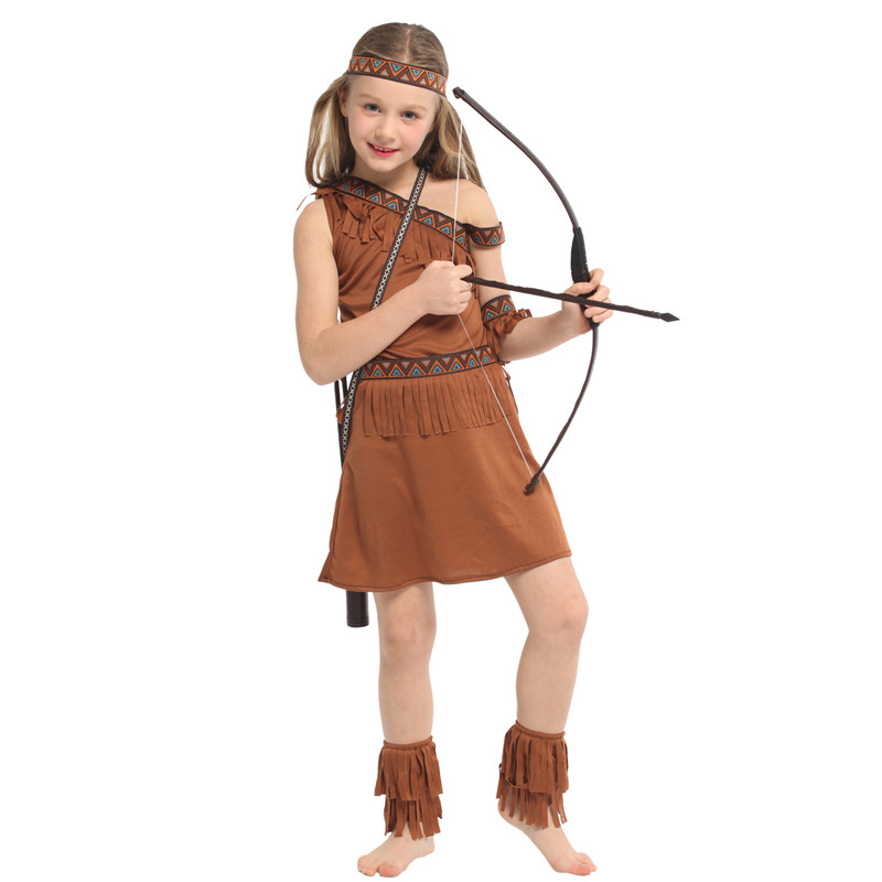 Girls Primitive Indian traditional Cosplay Kids Halloween Hunter ...