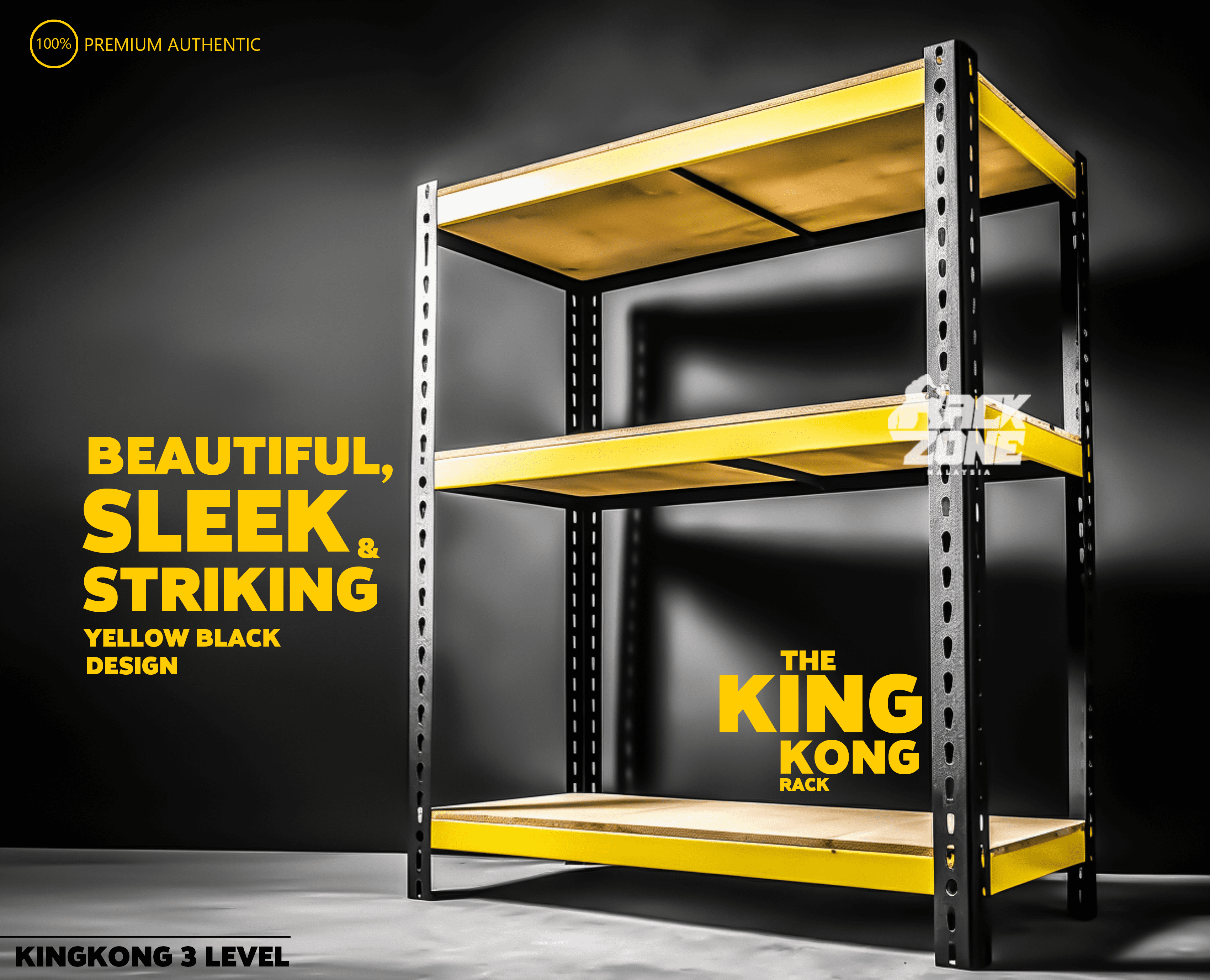 RACKZONE Signature YB 3 Level Boltless Rack Heavy Duty Rak Besi ...