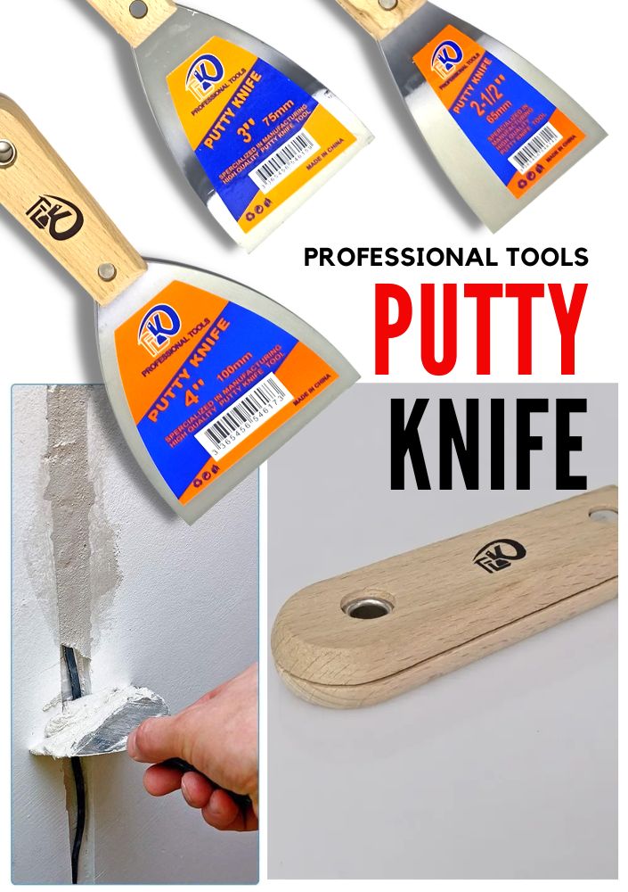 TLK Putty Knife Stainless Steel Putty Scraper Wood Handle Taping ...