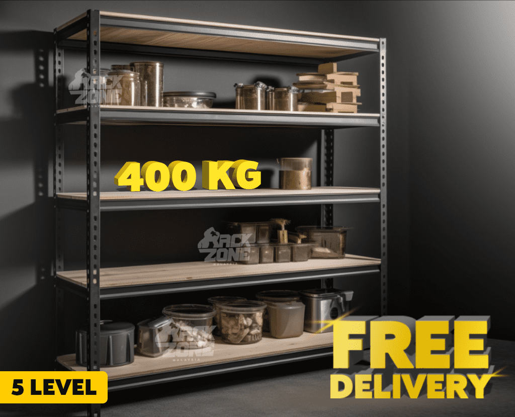 RACKZONE Black 5 Level Rak Besi Bertingkat Boltless Rack Shelf Storage ...