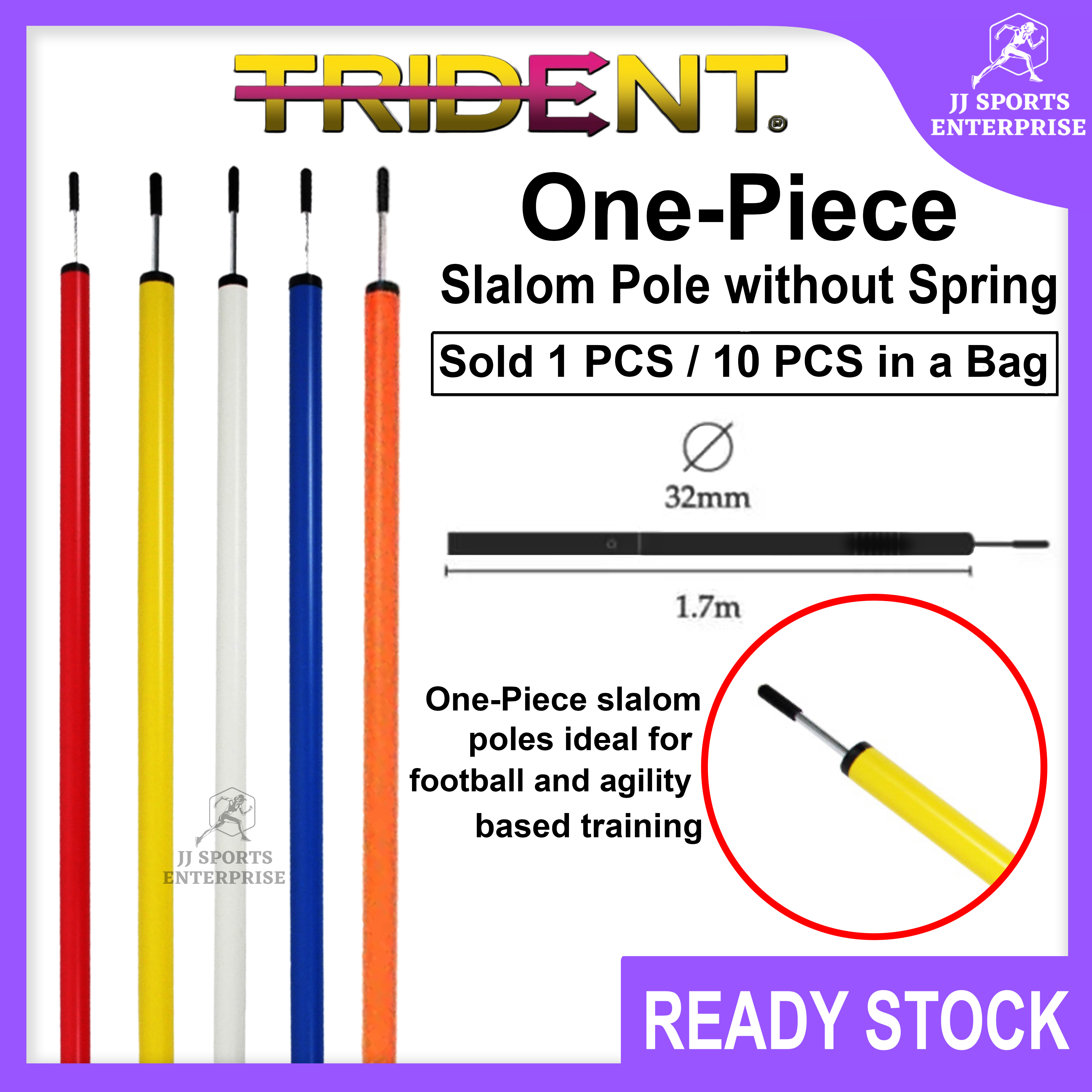 (10 PCS) Trident Slalom Pole For Agility Training Pole Tiang Latihan ...