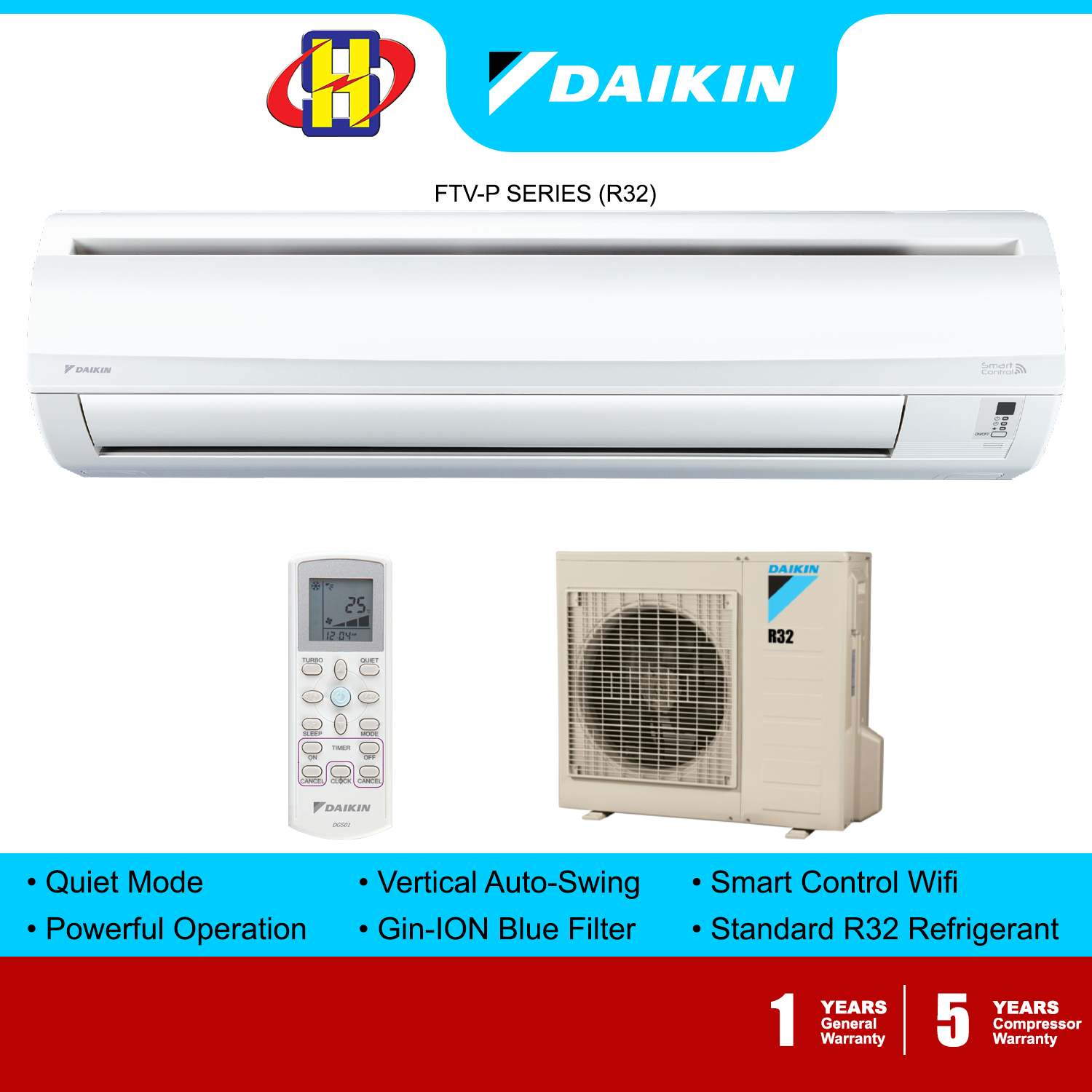 Daikin Air Conditioner 1 0hp 3 0hp Standard Ftv P Series Air Cond R32